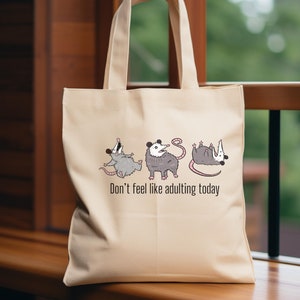 Opossum Tote Adulting Today Cute Possum Bag Funny Opossum Carryall ...