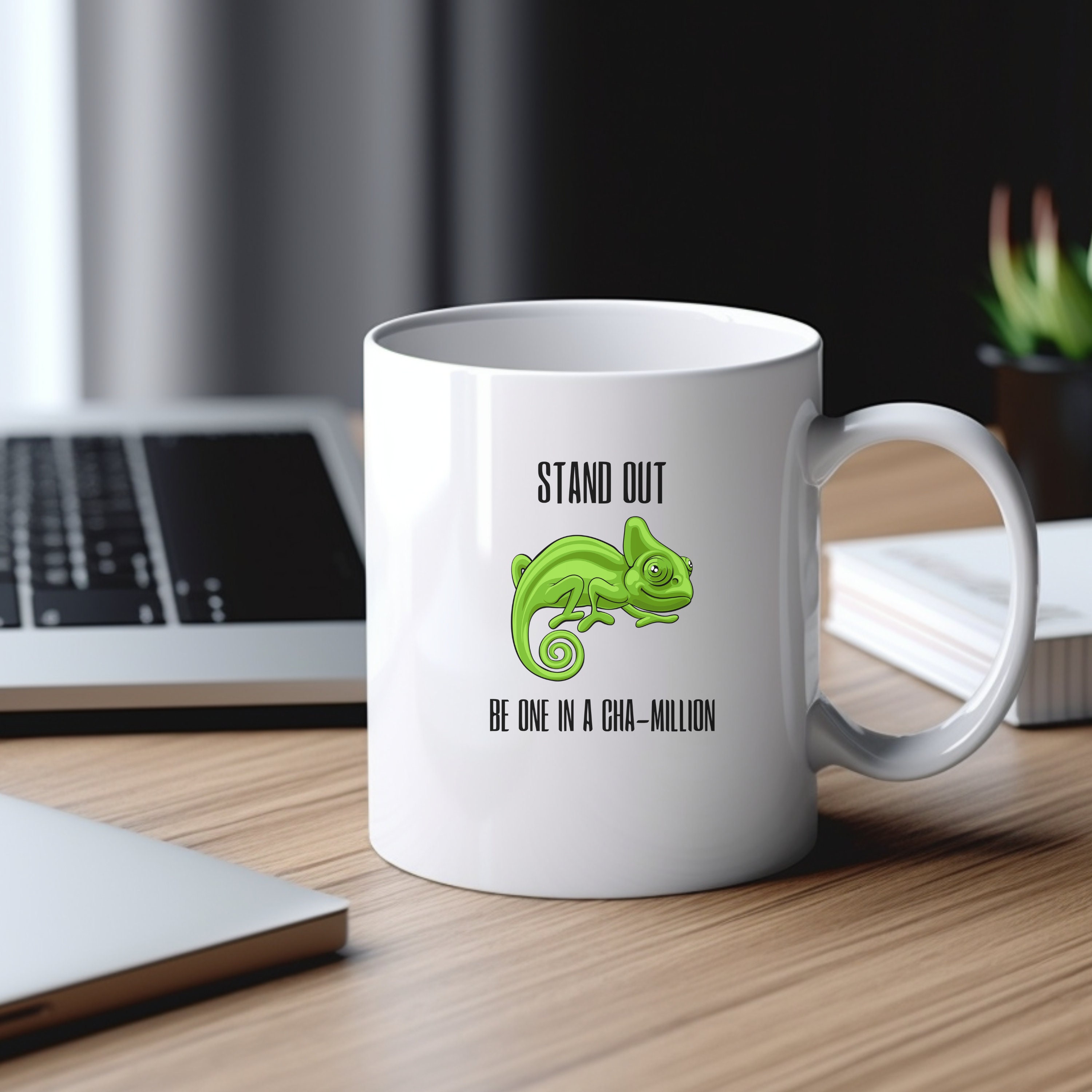 Cute Chameleon Coffee Cup Funny Pun One in a Chamillion Mug Gift Idea ...