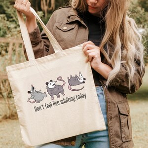 Opossum Tote Adulting Today Cute Possum Bag Funny Opossum Carryall ...