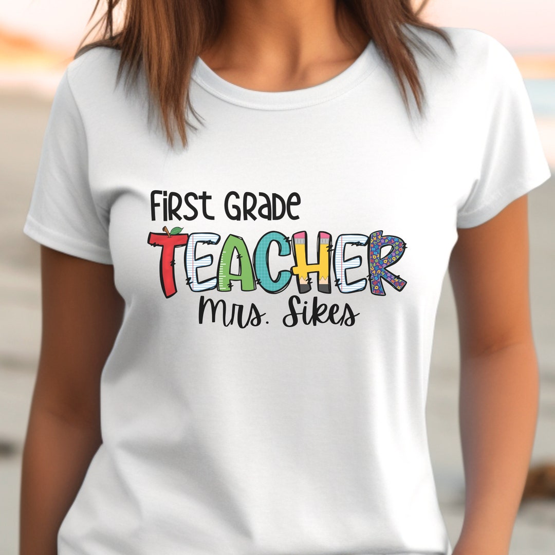 Personalized First Grade Teacher Shirt Back to School Shirt Custom Name ...