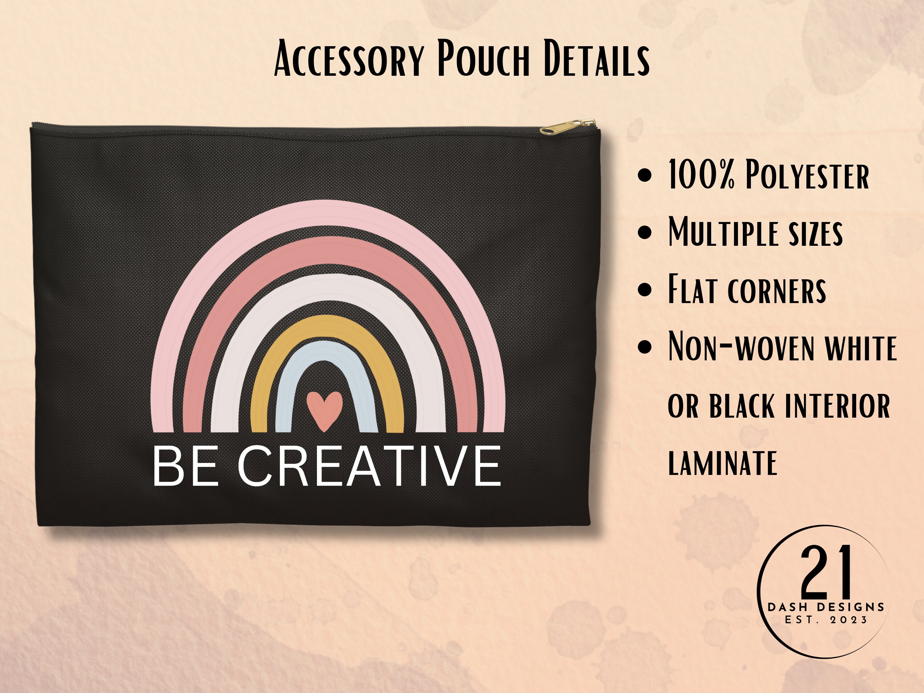 Be Creative Rainbow Accessory Pouch Pencil Case Art Supply Bag Travel ...