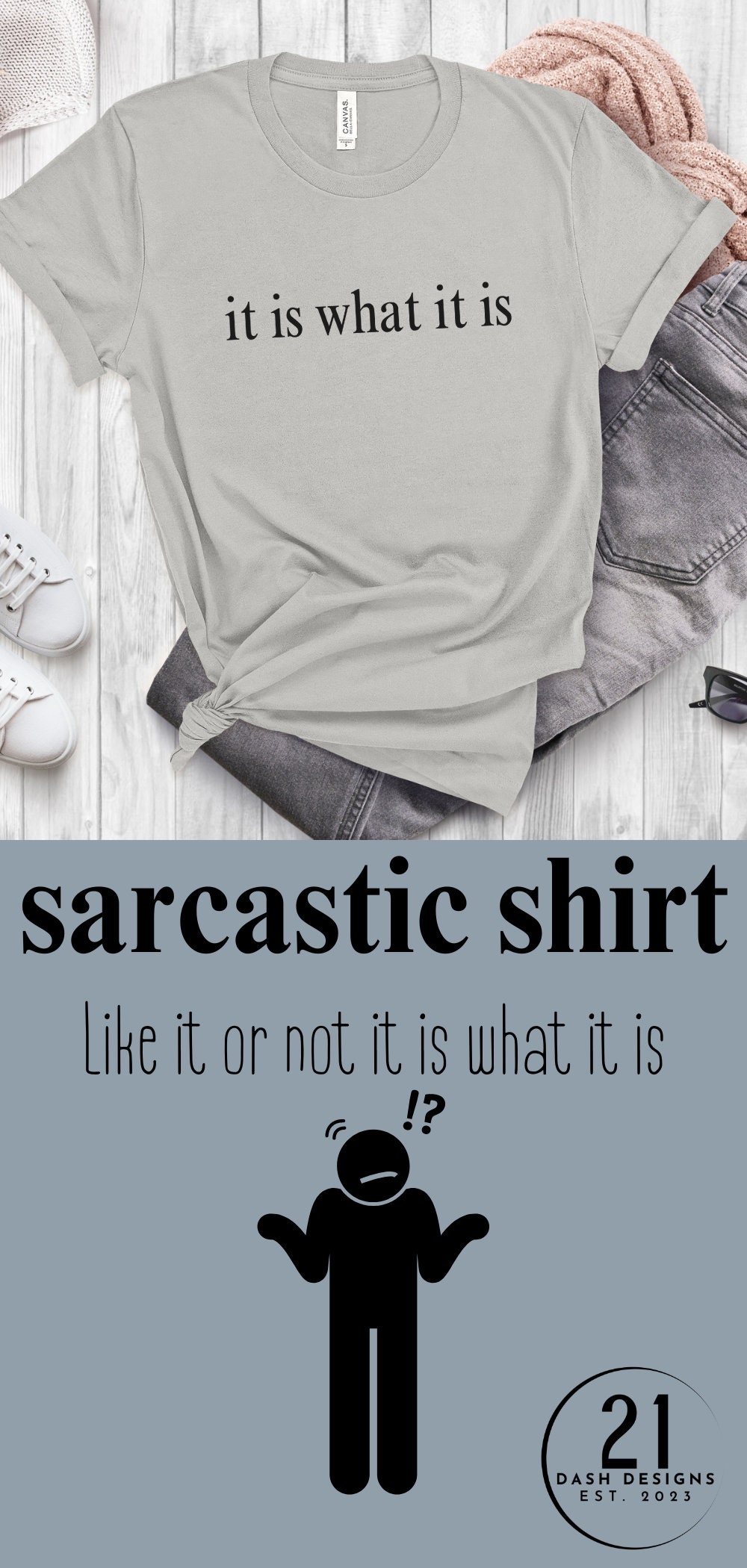 Funny Sarcastic Shirt It is What It is Tshirt Minimalist Mood Tee Dry ...