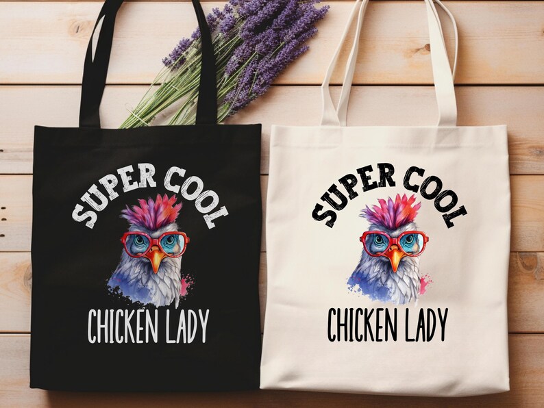 Funny Chicken Lady Tote Bag: Cute Chicken With Glasses - Etsy