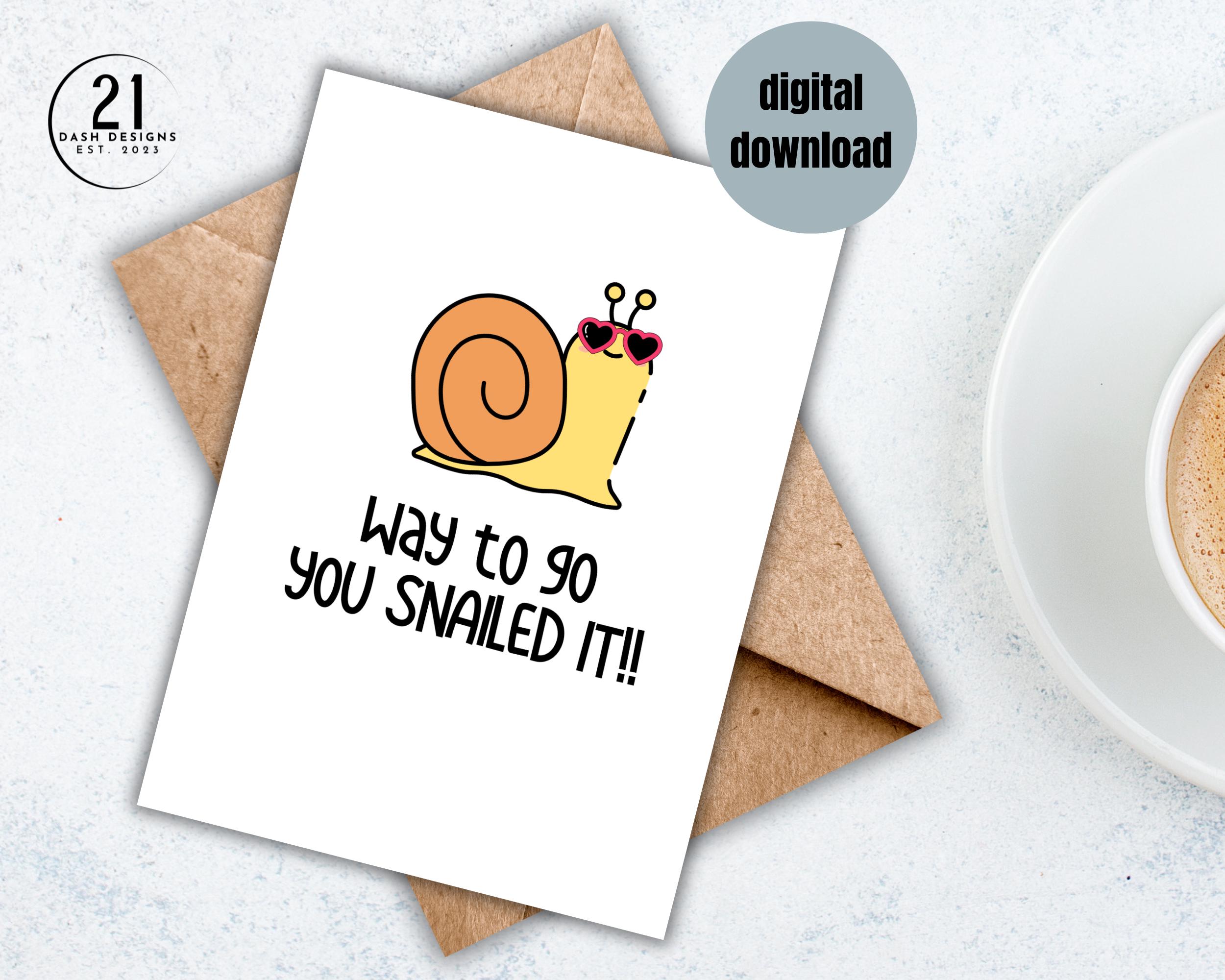 Punny Snailed It Congratulations Card, Graduation, Celebration (digital ...