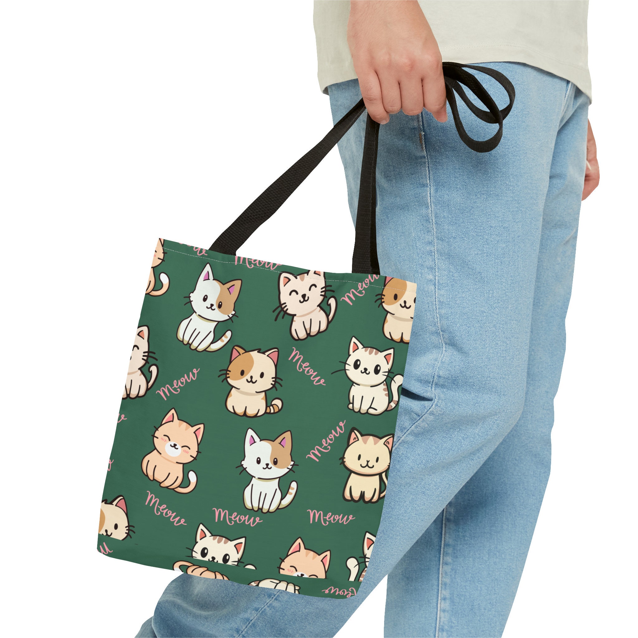 Cute Cat Tote Bag Allover Print Cat Lover Bag Reusable Shopping Bag Cat ...