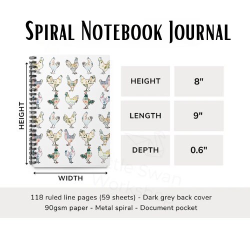 Custom Chicken Notebook Personalized Floral Chicken Journal Chicken ...