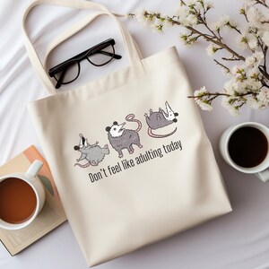 Opossum Tote Adulting Today Cute Possum Bag Funny Opossum Carryall ...