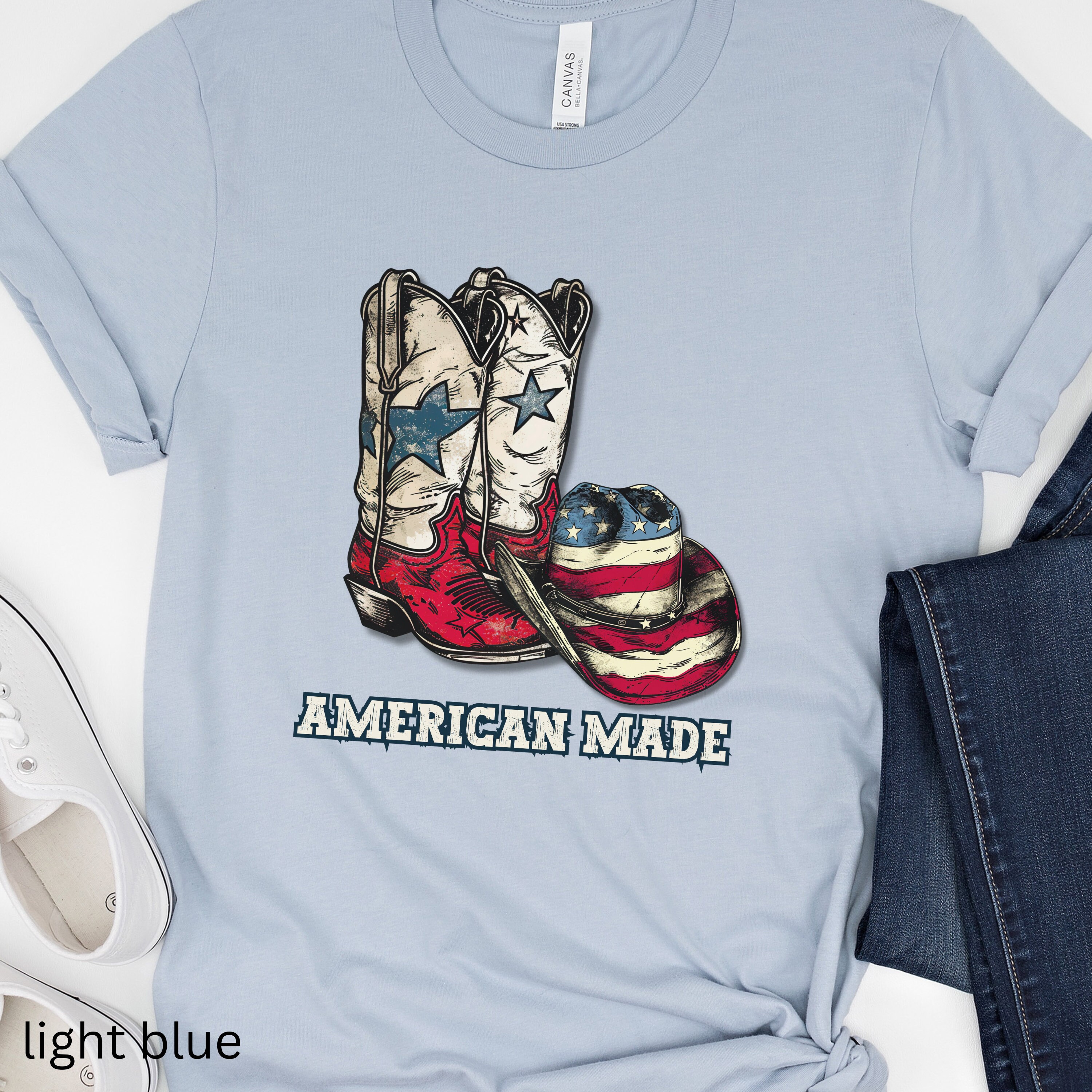 Cowboy Hat and Boots 4th of July Tshirt Patriotic Wester Shirt 4th of ...