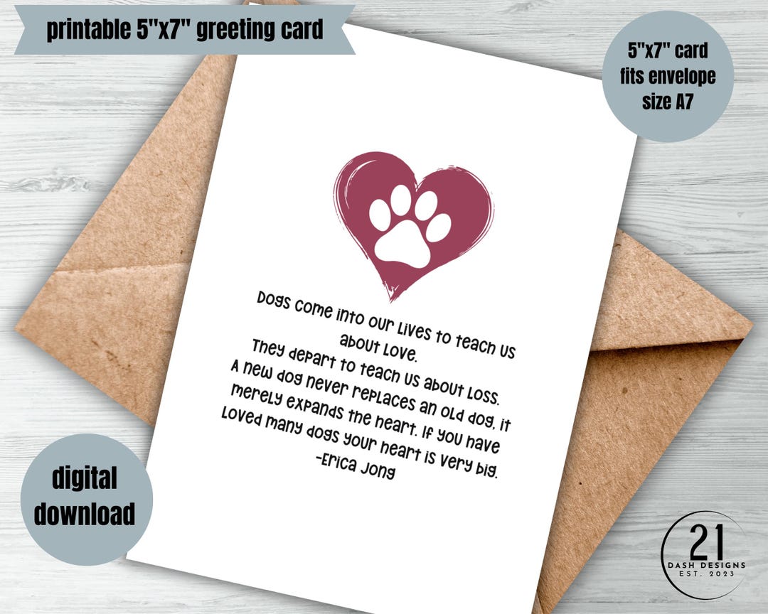 Dog Loss Sympathy Card, Pet Remembrance Gift (digital Download) - Etsy