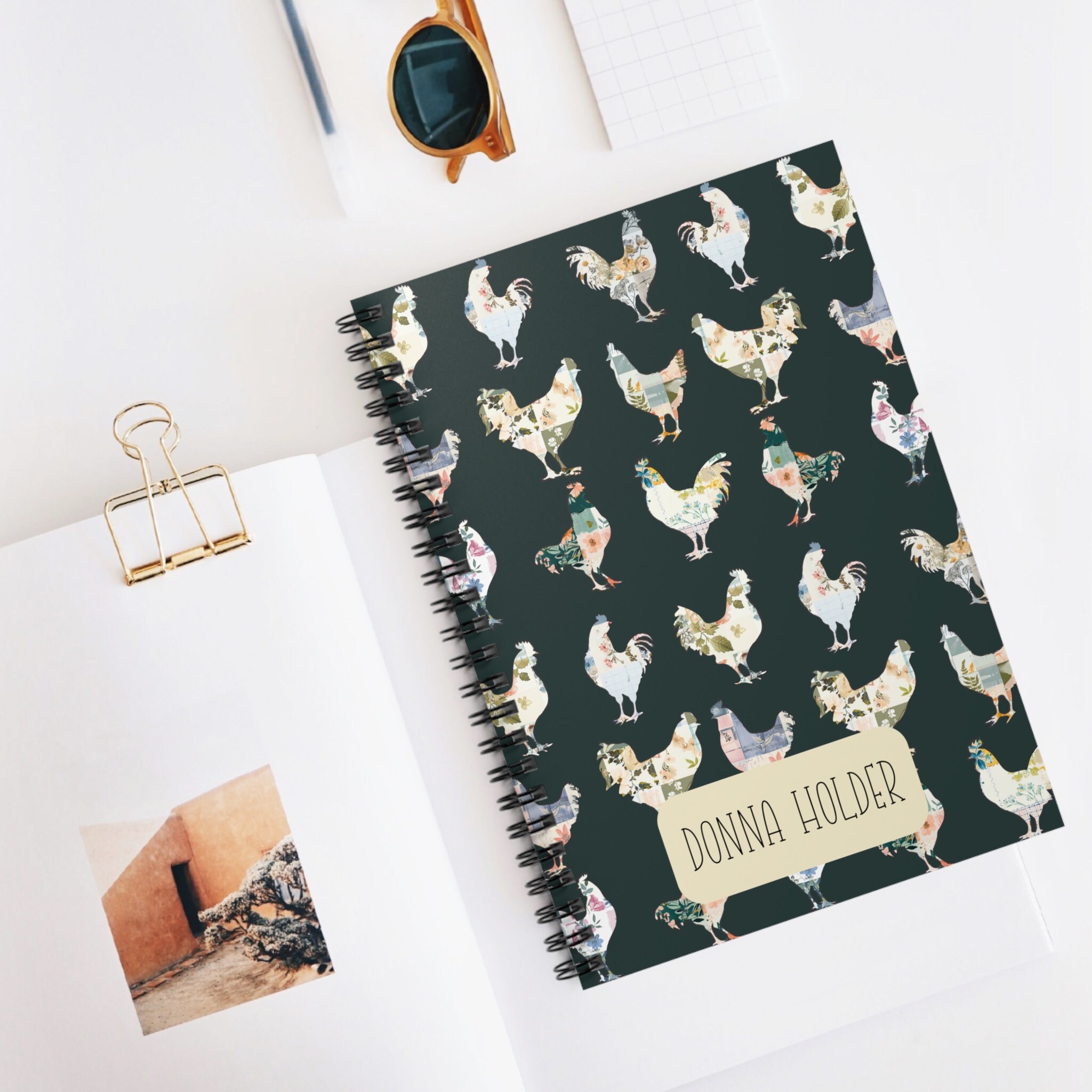 Custom Chicken Notebook Personalized Floral Chicken Journal Chicken ...