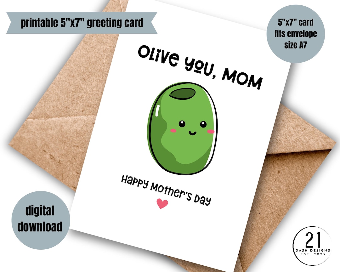 Olive You Mom Card | Punny Mother's Day Printable (digital Download) - Etsy