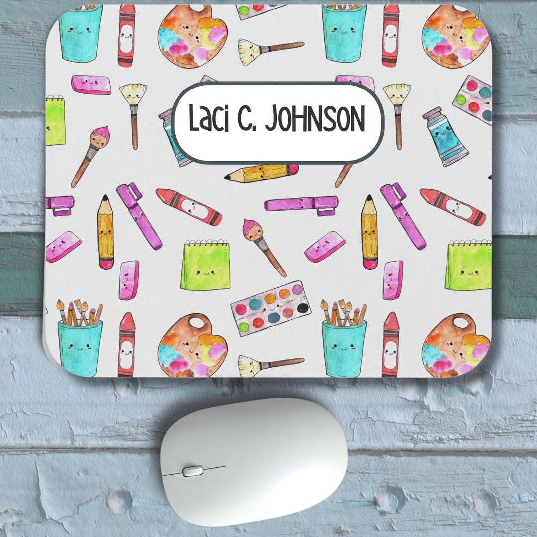Personalized Art Supply Mouse Pad - Cute Artist Desk Mat - Etsy