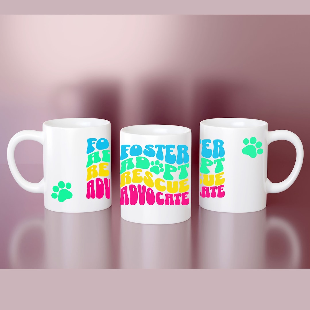 Retro Groovy Foster Adopt Rescue Advocate Mug 15oz, Animal Lovers ...