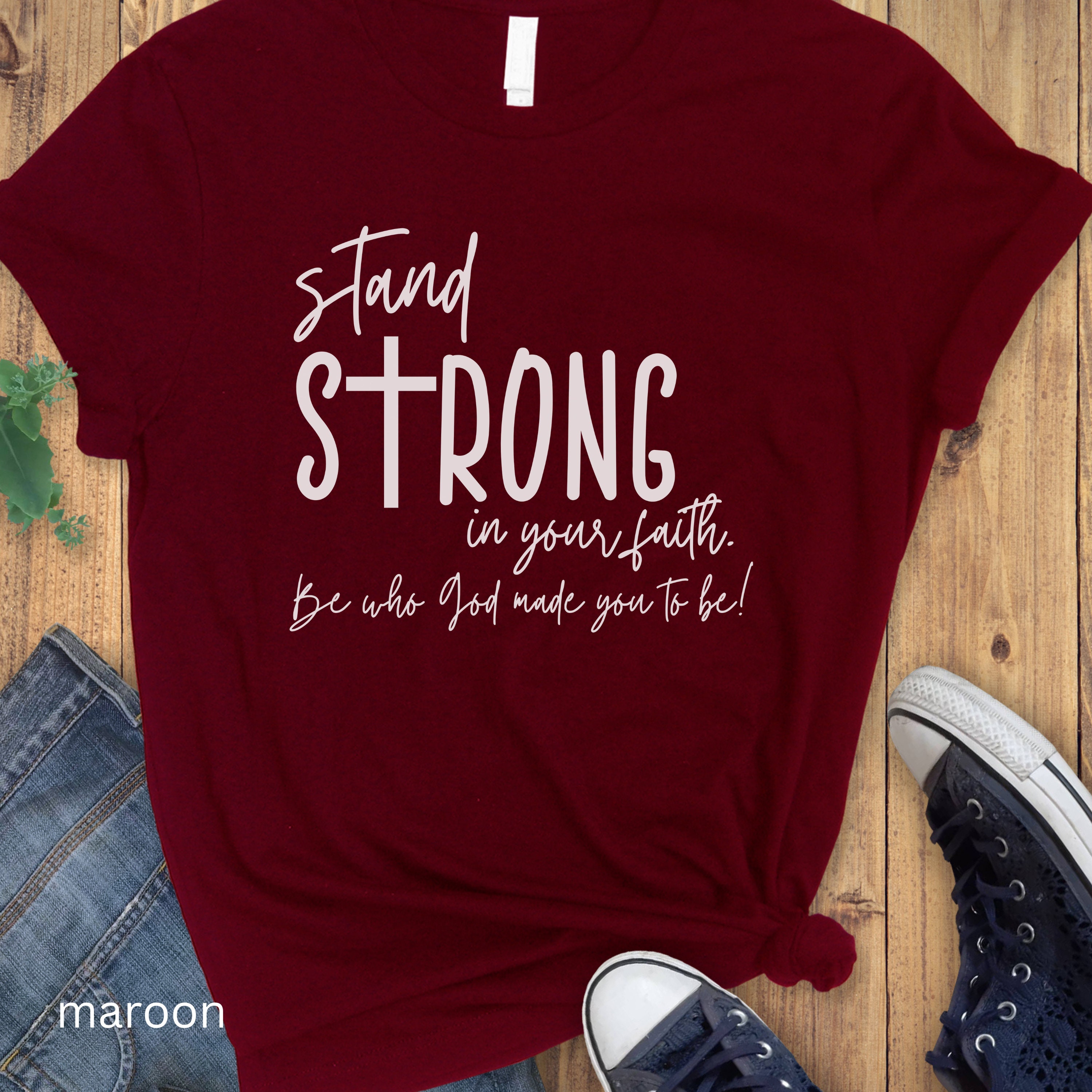 Christian Inspirational Shirt Strong Faith Tee Motivational Encouraging ...