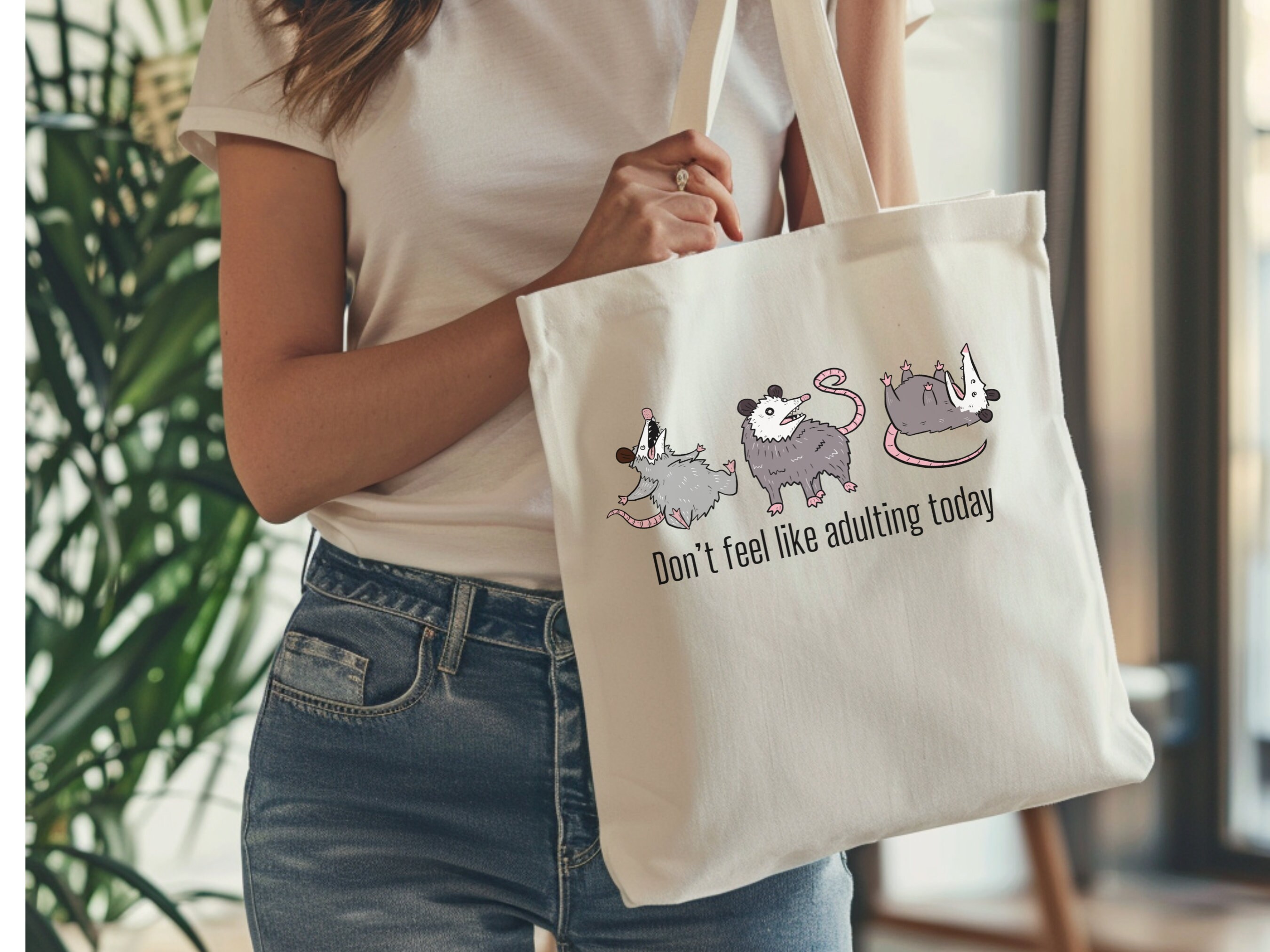 Opossum Tote Adulting Today Cute Possum Bag Funny Opossum Carryall ...