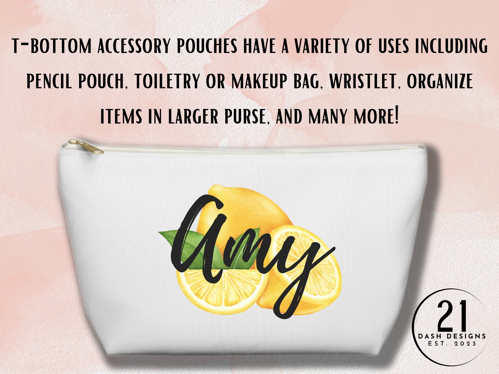 Personalized Lemons Accessory Pouch Bridesmaids Gift Idea Graduation ...