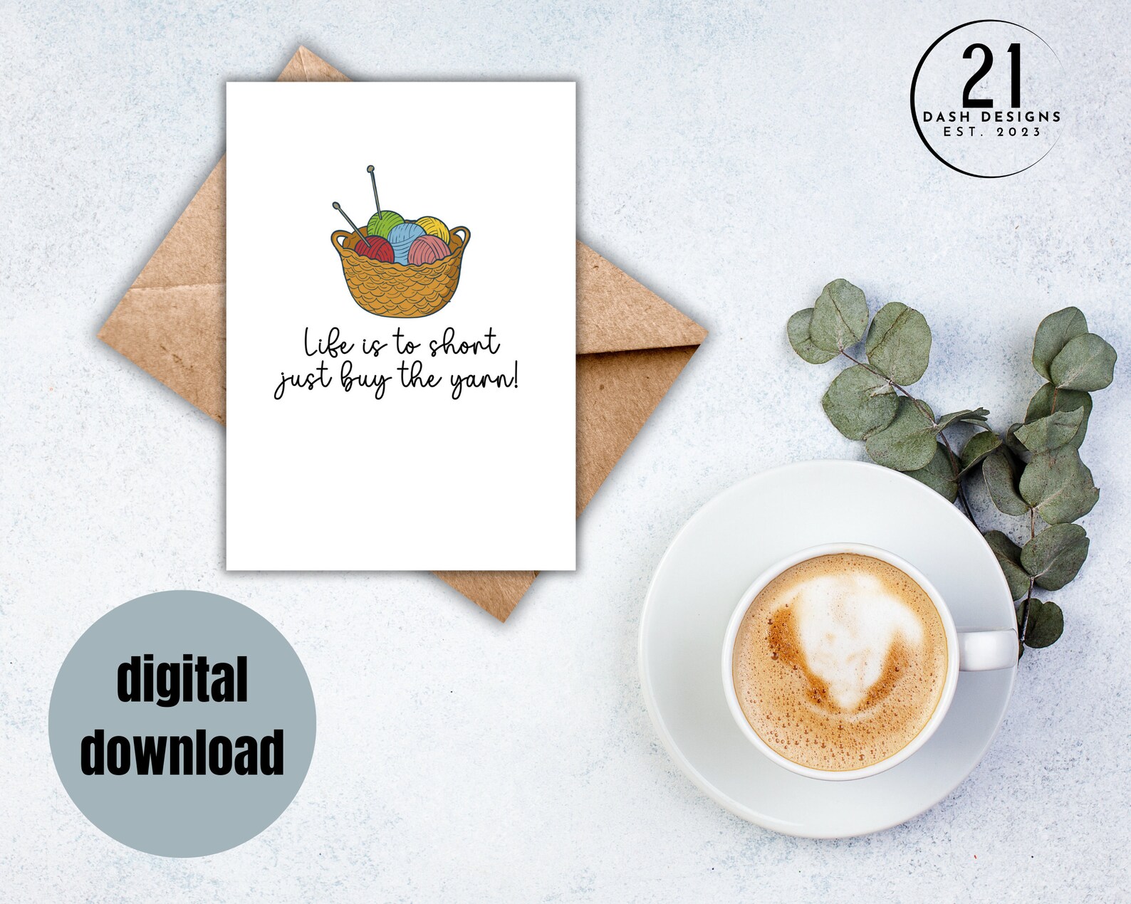 Printable Yarn Lover Greeting Card Crocheter Card Knitters Card Digtial ...