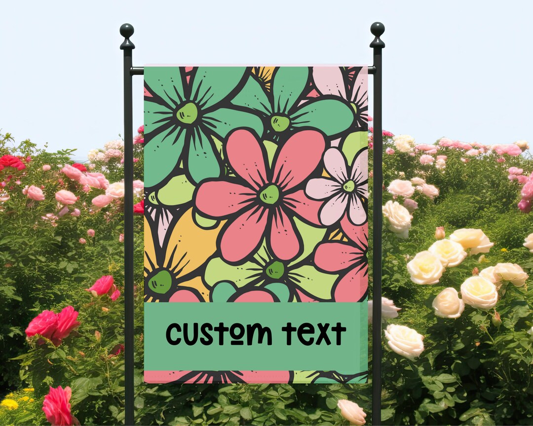 Personalized Boho Floral Garden Flag Bright Floral Custom House Flag ...