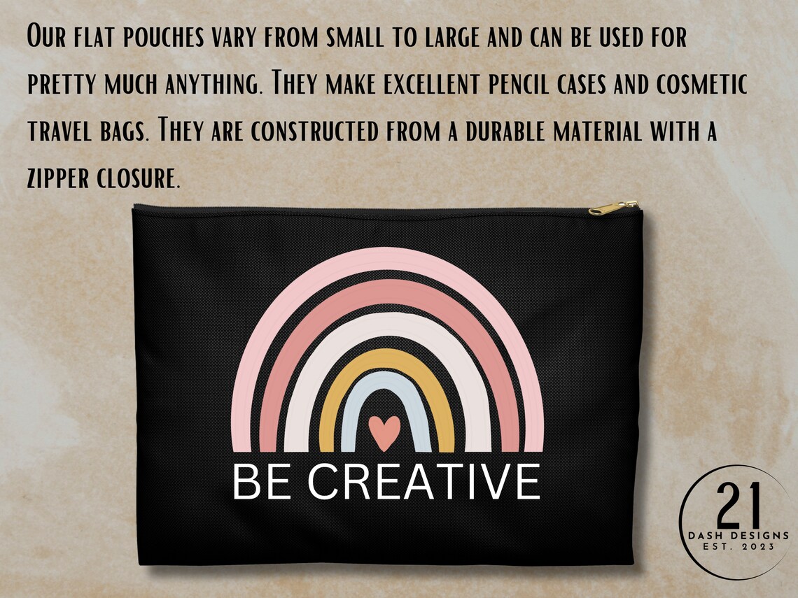 Be Creative Rainbow Accessory Pouch Pencil Case Art Supply Bag Travel ...