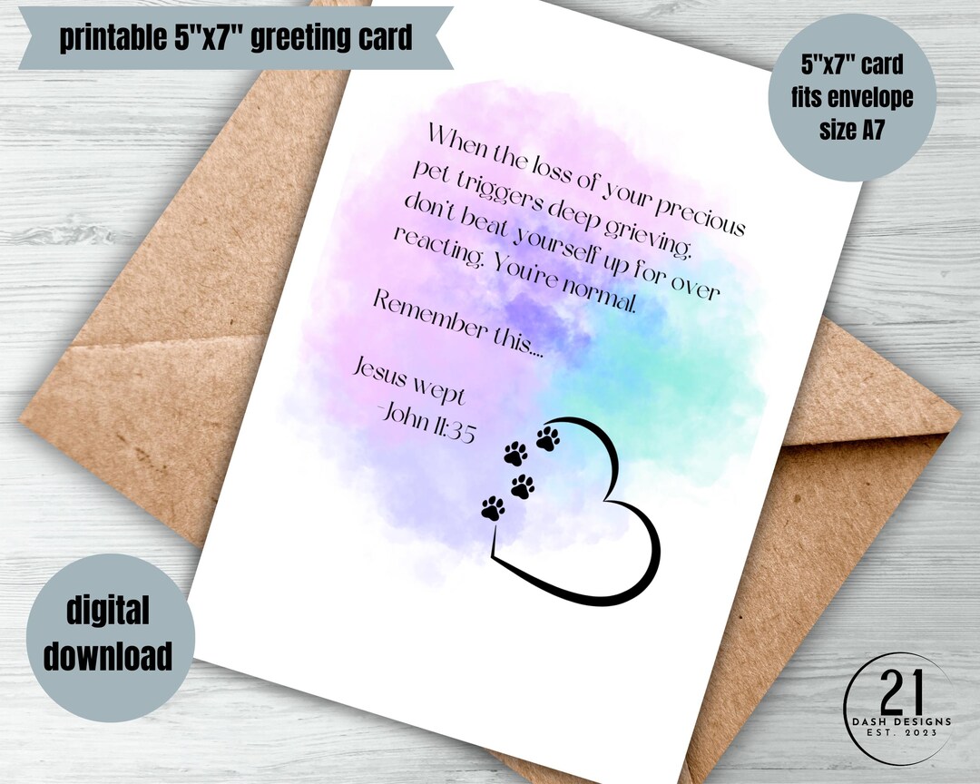 Digital Sympathy Card Pet Loss Printable Religious Pet Lover ...