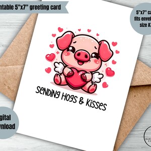 Sending Hogs and Kisses Valentine's Day Card: Punny Friendship Greeting ...