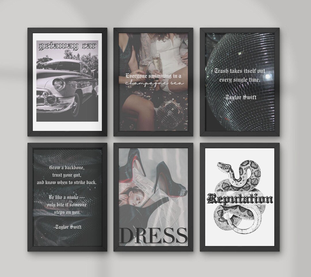 Set of 6 Reputation Era Taylor Swift Inspired Printable Wall Art ...