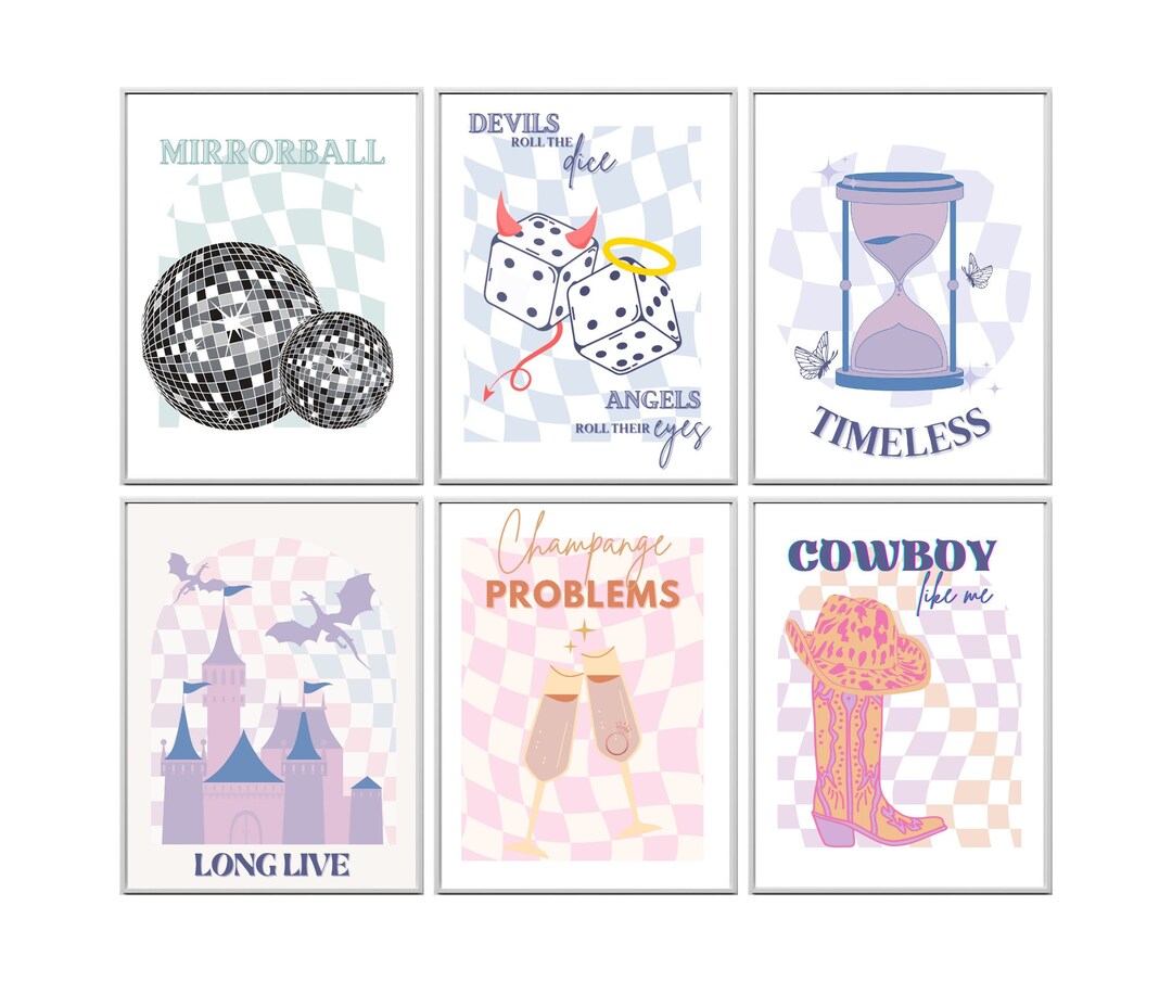 Set of 6, Taylor Swift Inspired Wall Art Poster Print Swiftie Dorm ...