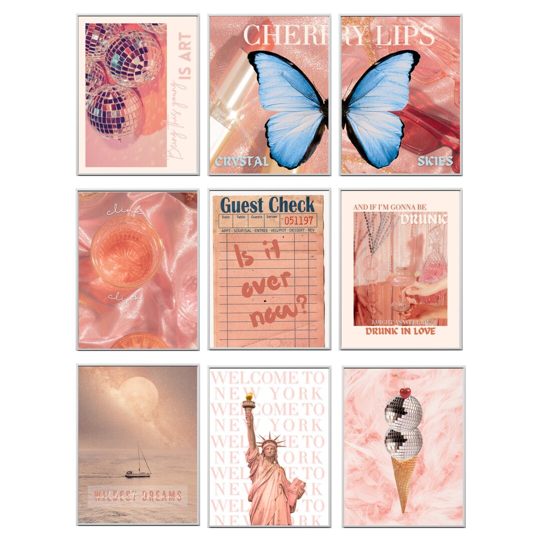 Set of 9, Taylor Swift Inspired Wall Art Poster Print | Swiftie Dorm ...