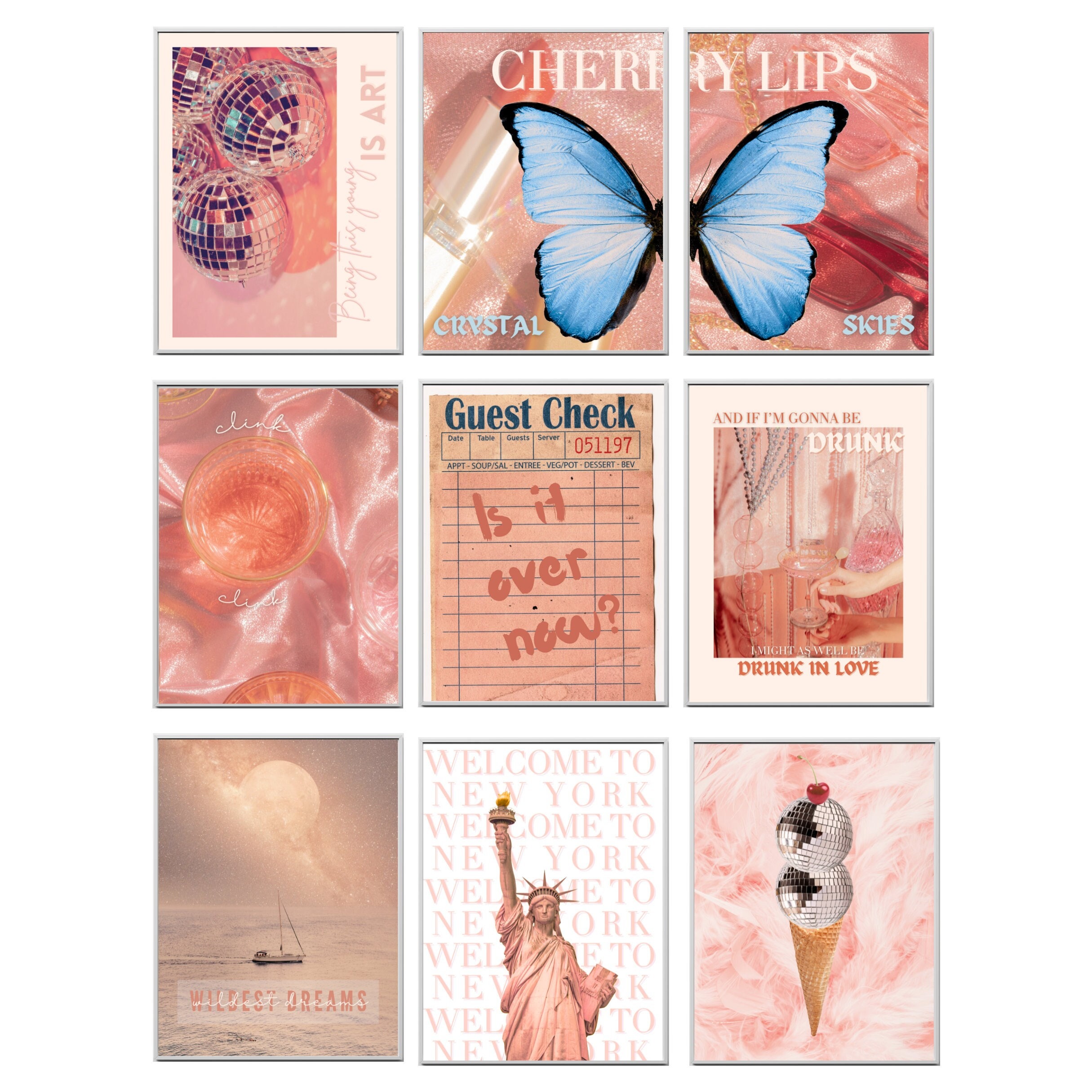 Set of 9, Taylor Swift Inspired Wall Art Poster Print | Swiftie Dorm ...