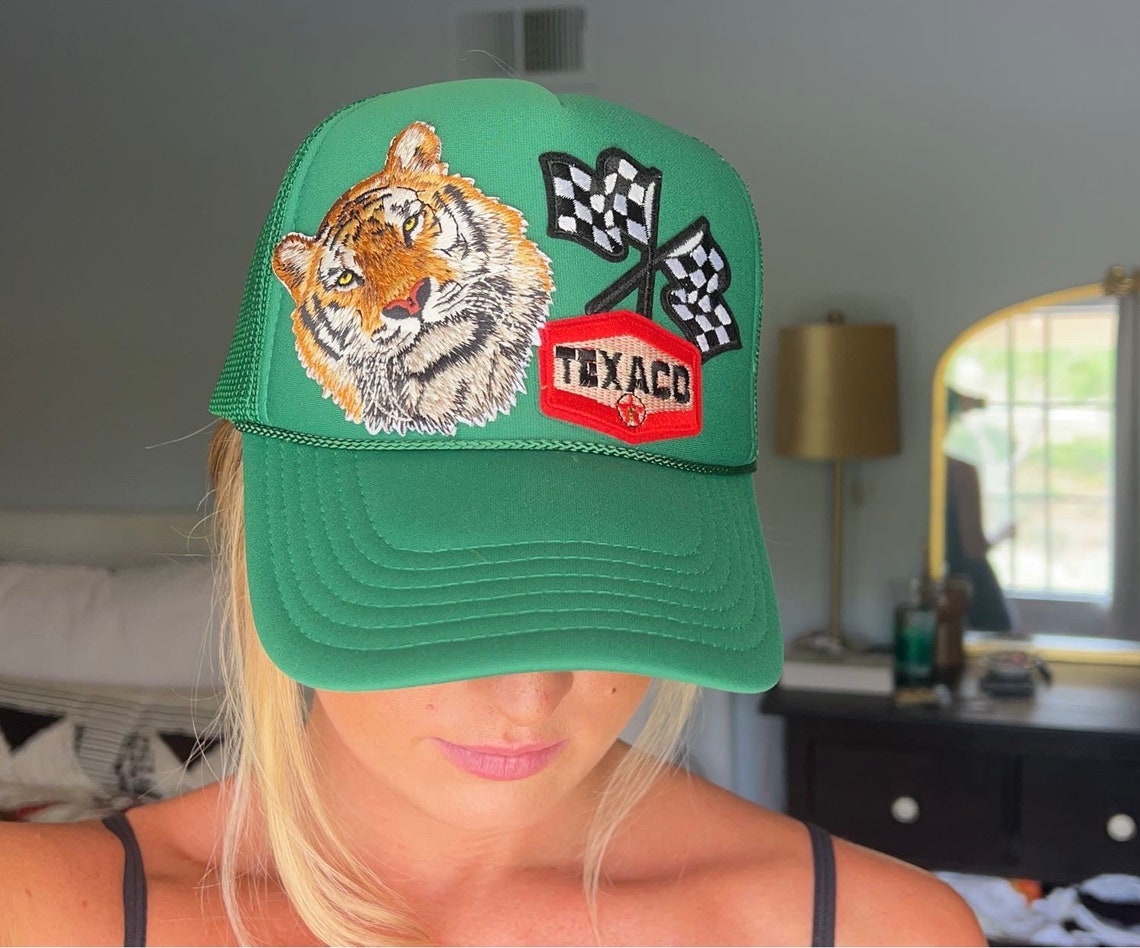 Trucker Hat | Vintage | Green | Patches | 5 Panel | Snapback | Upcycled ...