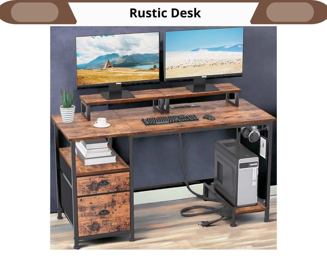 Handcrafted Computer Desk, Reclaimed Solid Wood Industrial Writing Desk ...