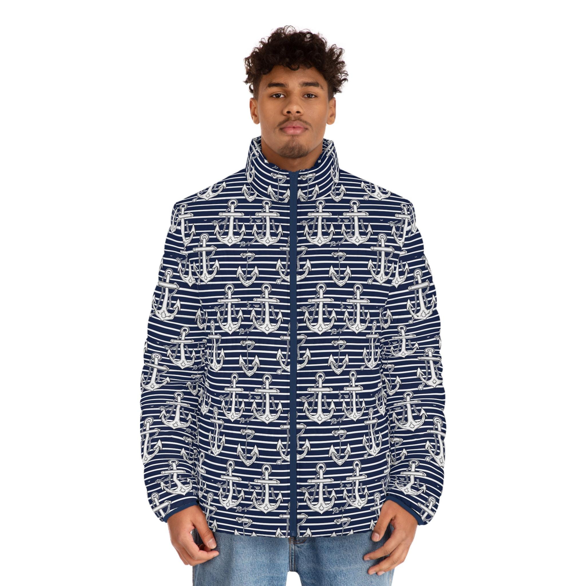 Nautical Theme Boat Ship Anchor Men's Puffer Jacket - Etsy
