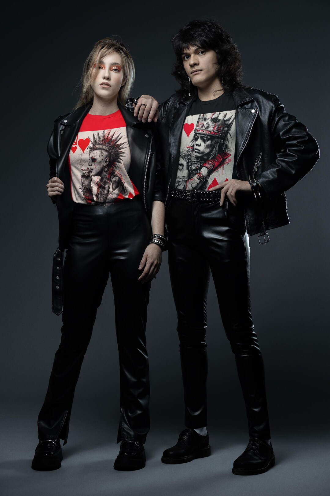Queen or King of Hearts Punk Rock T-shirt Valentines Day Playing Card ...