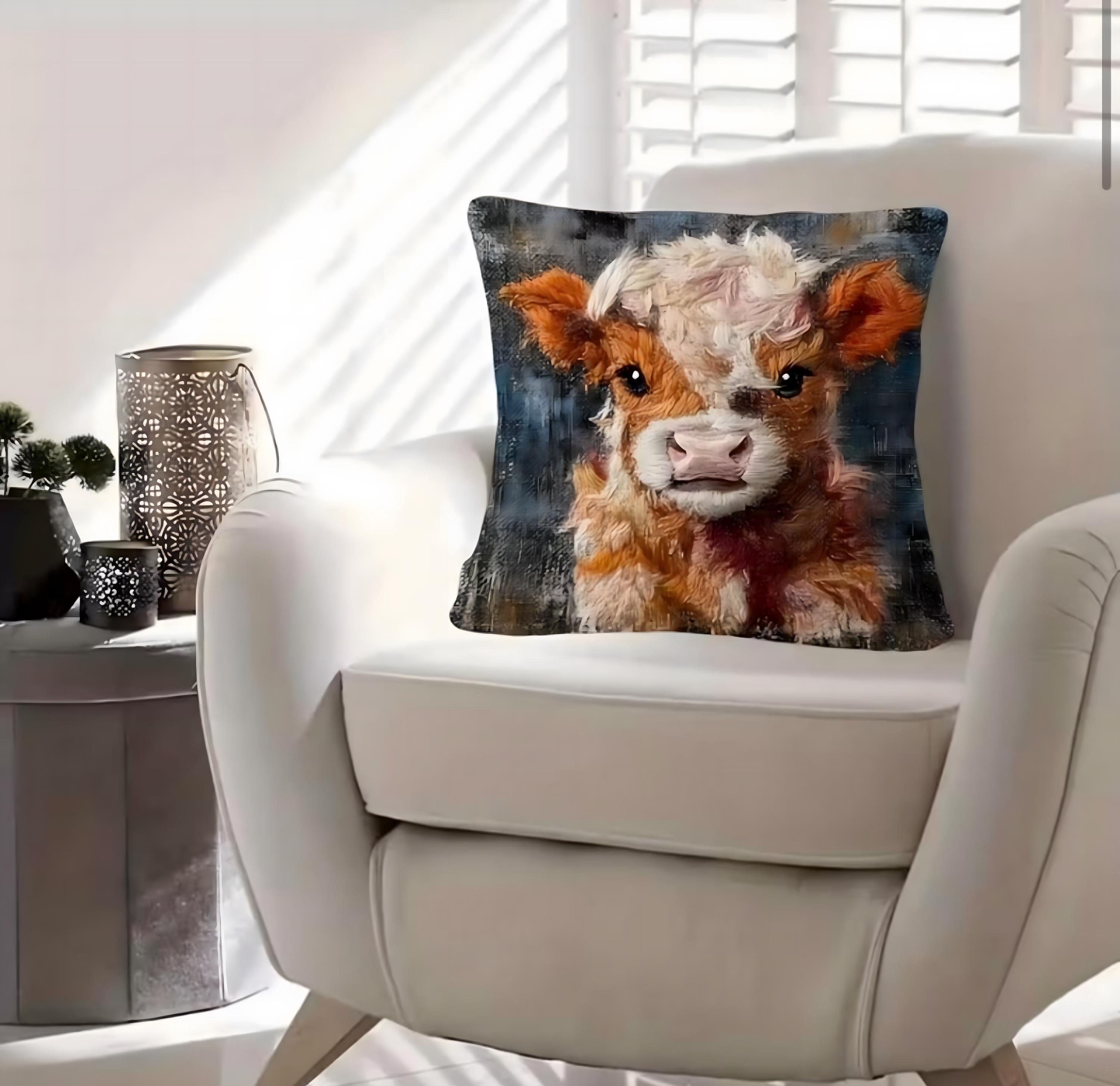 Baby Scottish Highland Cattle Pillow Cases. Hairy Coo or Fluffy Cow ...