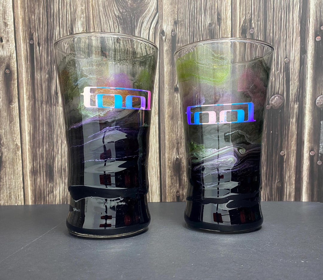 Tool 'themed' Epoxy Resin Pint Glasses ໑ Glow in Dark . Alcohol Ink ໑ ...