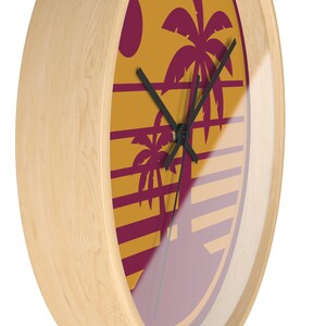 Retro Sunset Beach Wall Clock - 10" Wooden Frame, Coastal Decor, Silent ...