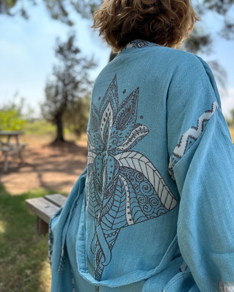 Blue Elephant Organic Muslin Handmade Unique Robe, Handmade Elephant ...