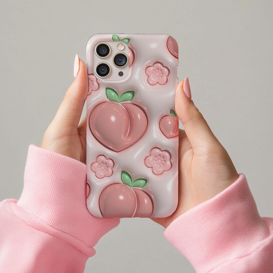 Peach Phone Case Print, Cute Peach Print Aesthetic, 3D Peach iPhone ...