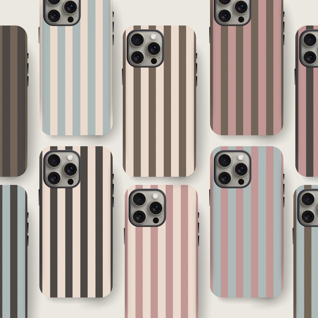 Retro Aesthetic Custom Striped Phone Case for iPhone 16, 15, 14, 13, 12 ...