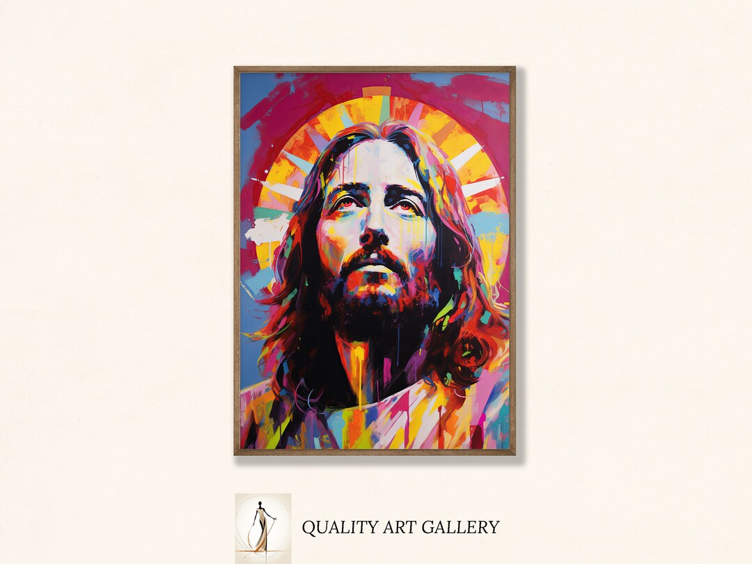 Printable Contemporary Jesus Portrait, Cubist Messiah Bible Verse Print ...