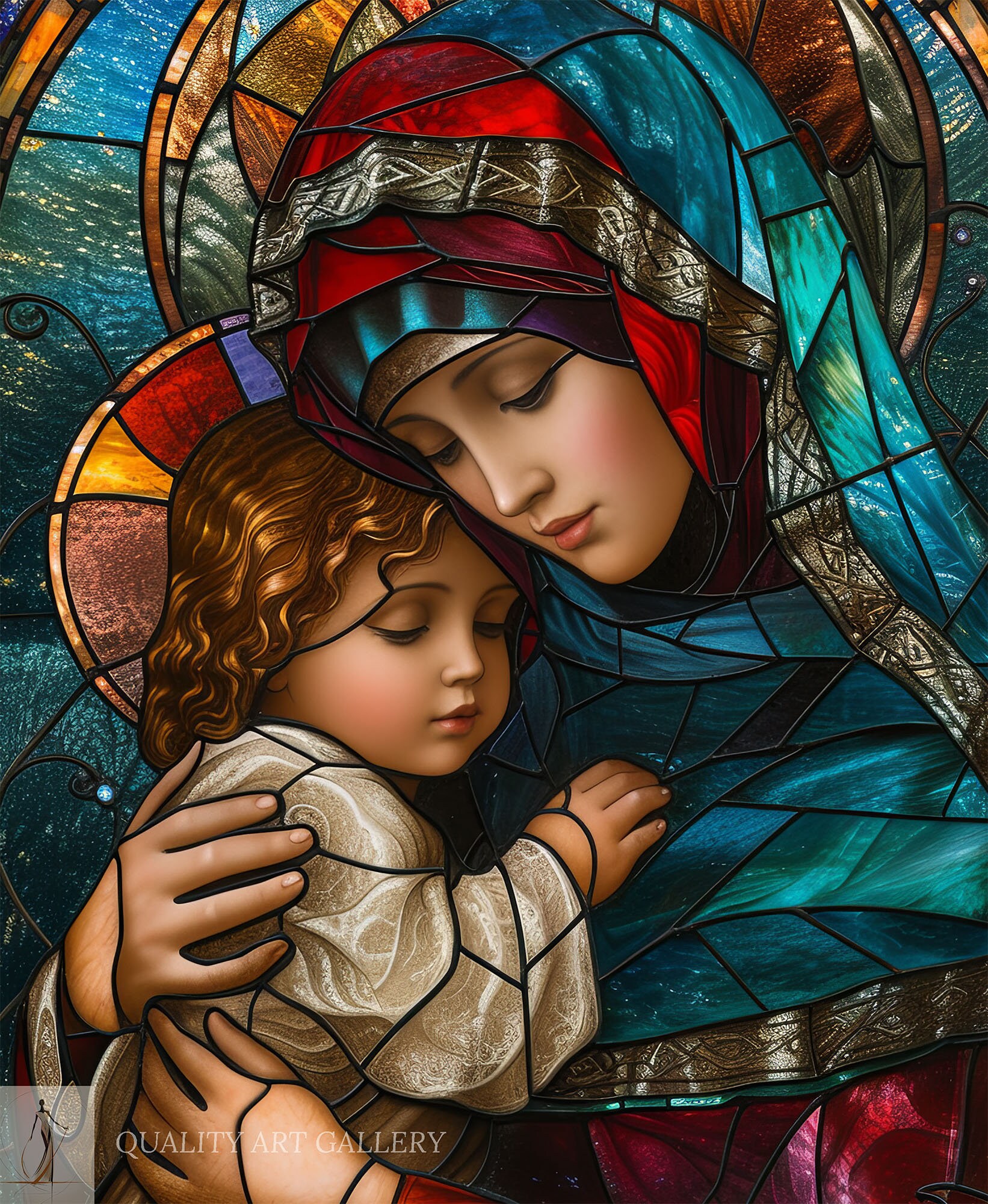 Modern Jesus Christ Child Painting, Gothic Mother Mary Art Replica ...