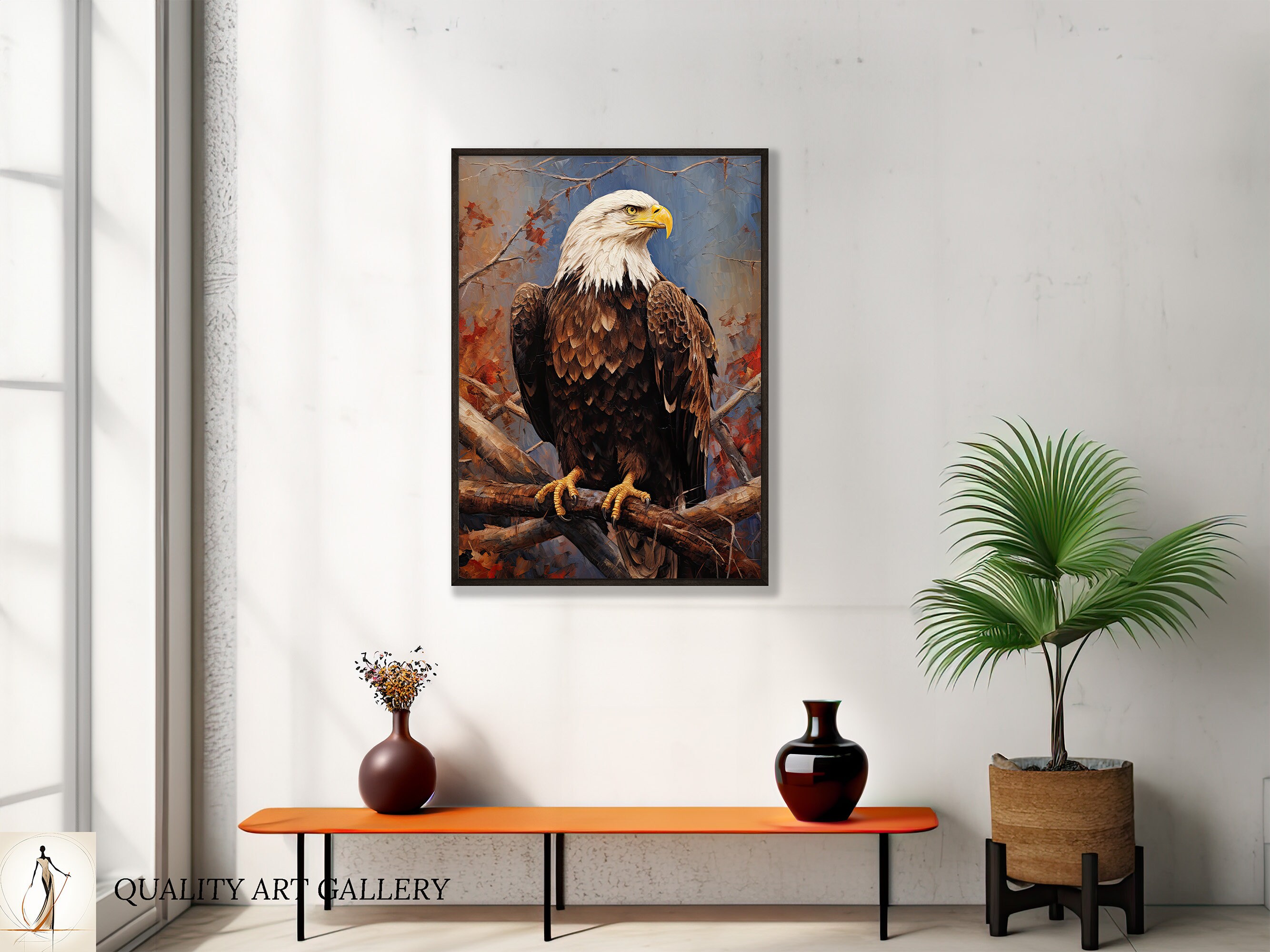 Printable American Bald Eagle Art Prints, Patriotic Home Livingroom ...