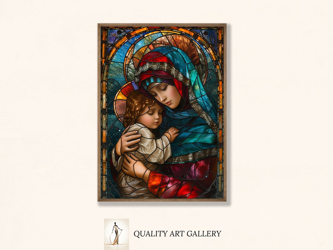 Modern Jesus Christ Child Painting, Gothic Mother Mary Art Replica ...