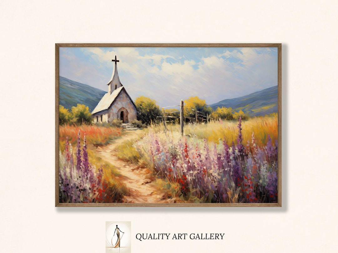 Catholic Rustic Rural Church, Impressionistic Religious Artwork ...