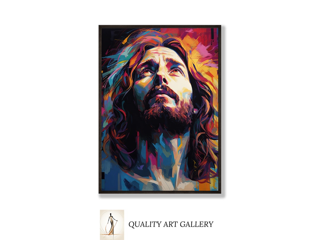Modern Jesus Art Print, Contemporary Divine Religious Painting, Digital ...