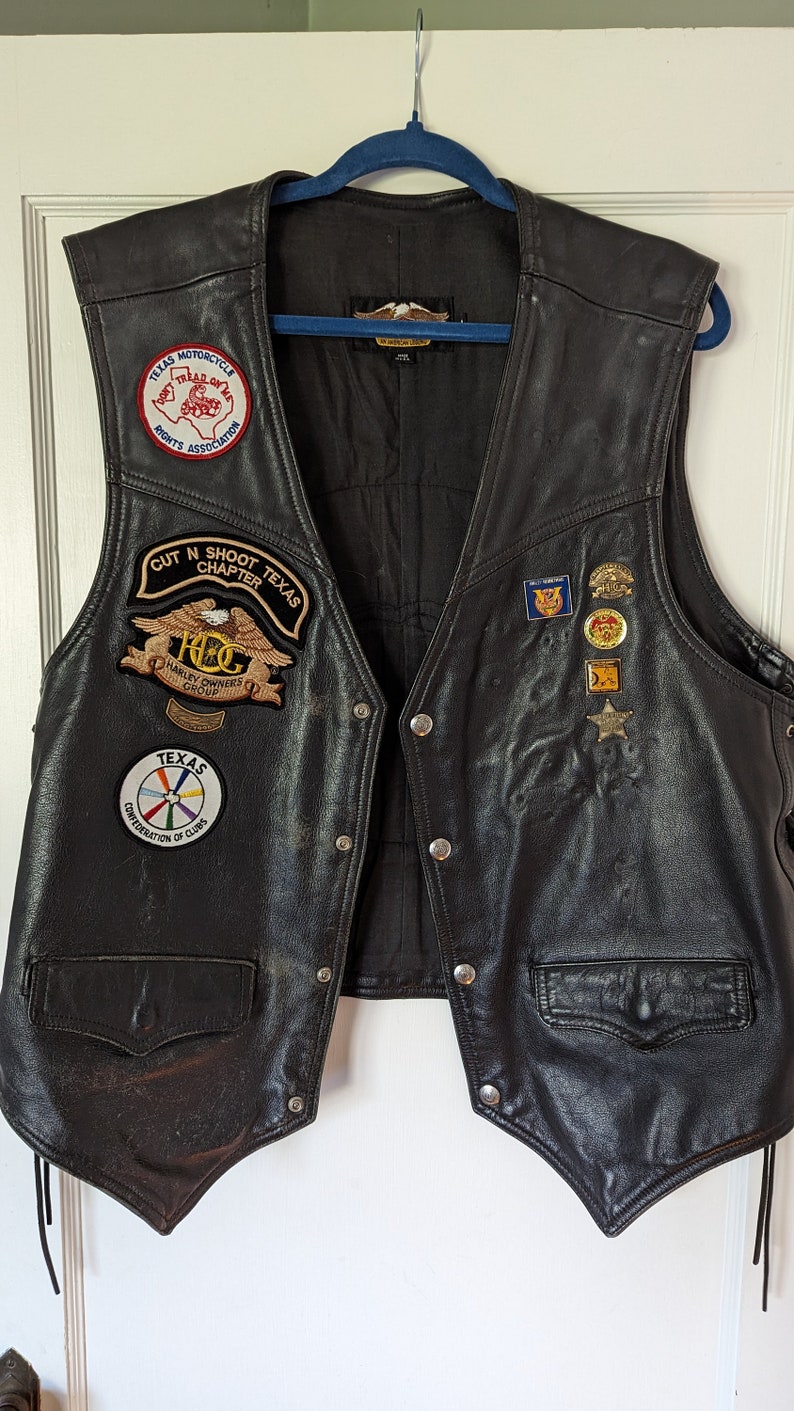 Vintage Harley Davidson Leather Vest - Etsy