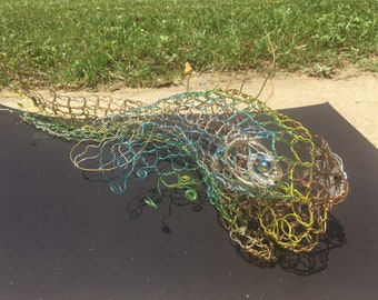 Wire Fish Sculpture, 19in.x10in.x5in,fish,wire Sculpture,sea Life,ocean ...