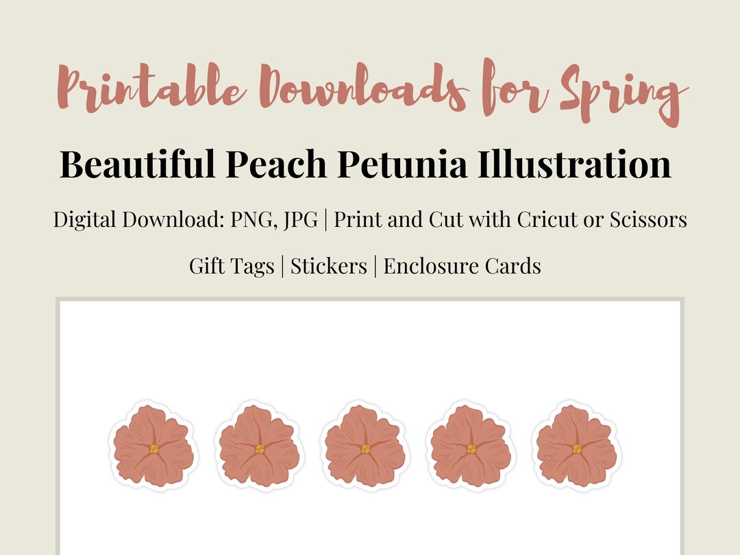 Peach Petunia Printable Download | PNG | JPG | Gift Tags | Stickers ...
