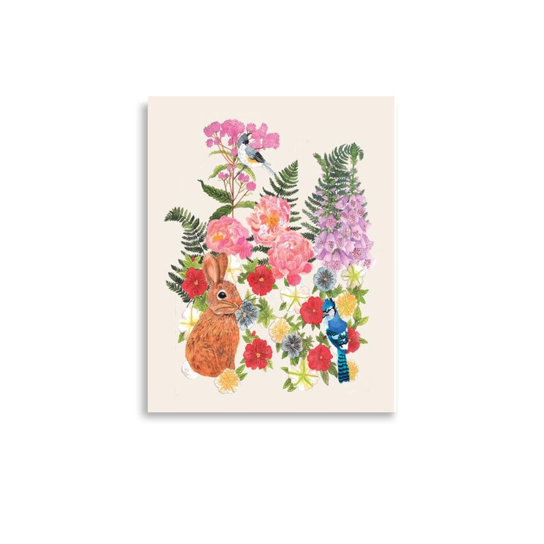 Cottagecore Bunny Rabbit Birds and Botanical Poster - Etsy