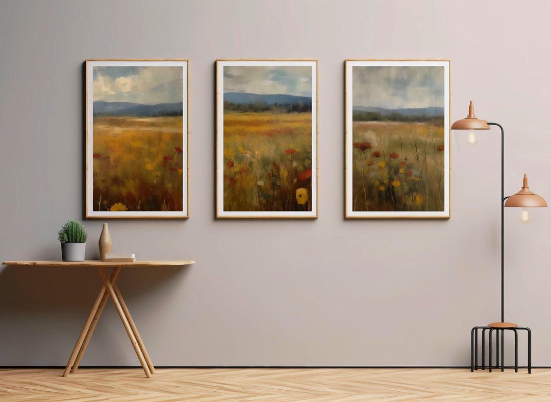Prairie Landscape Wall Art Set of 3 Prints Wheat Land Wall - Etsy